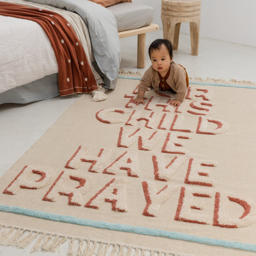 For This Child We Have Prayed Cotton Rug- LAST ONES – Oh Happy Home